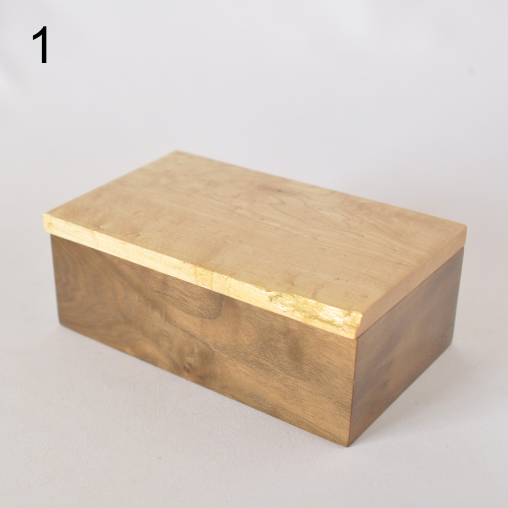 Walnut Wood Jewellery Box With Live Edge Maple Lid - Moksi