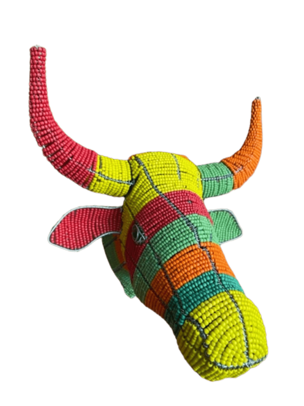 Bead and Wire Multi-Colour Nguni Cow Head - Wall Decor Art Handmade ...
