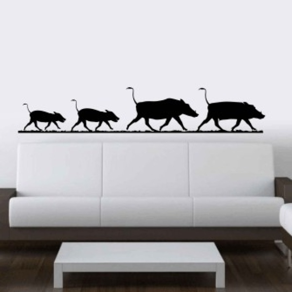 Warthog Family Vinyl Wall Sticker - Moksi