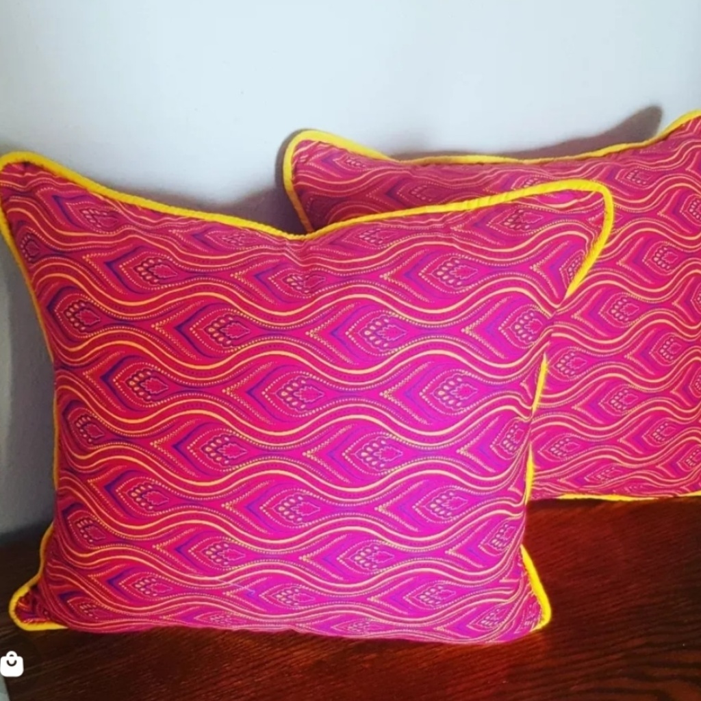 Pink Shweshwe Cushion 1 - Moksi