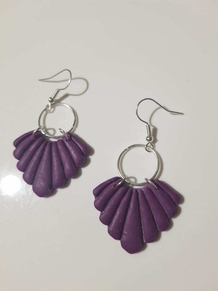 Purple Fan Drop Earrings - Moksi
