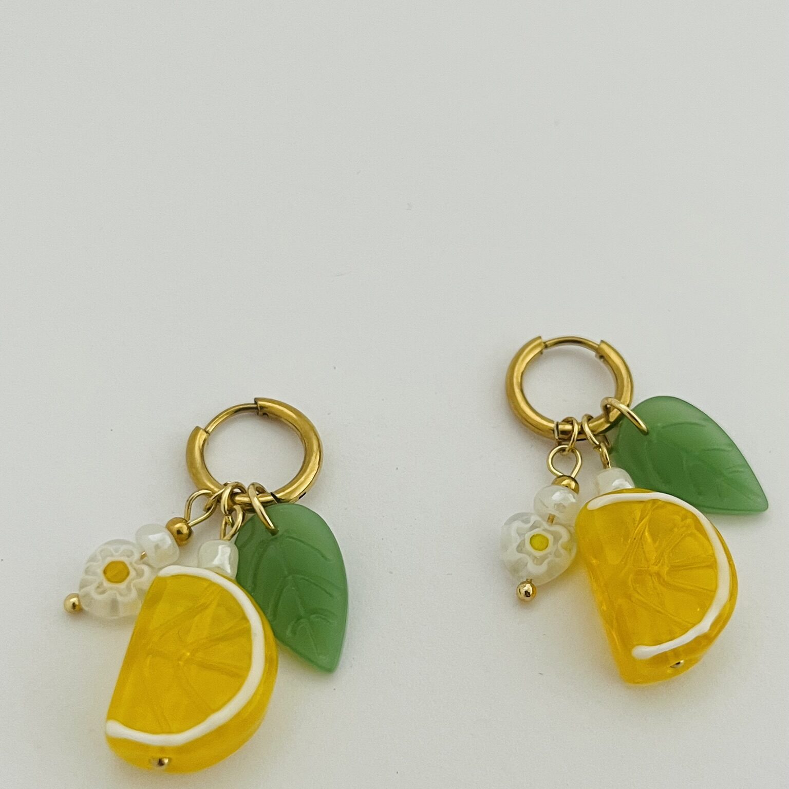 Lemon Charm Gold Hoop Earrings - Moksi