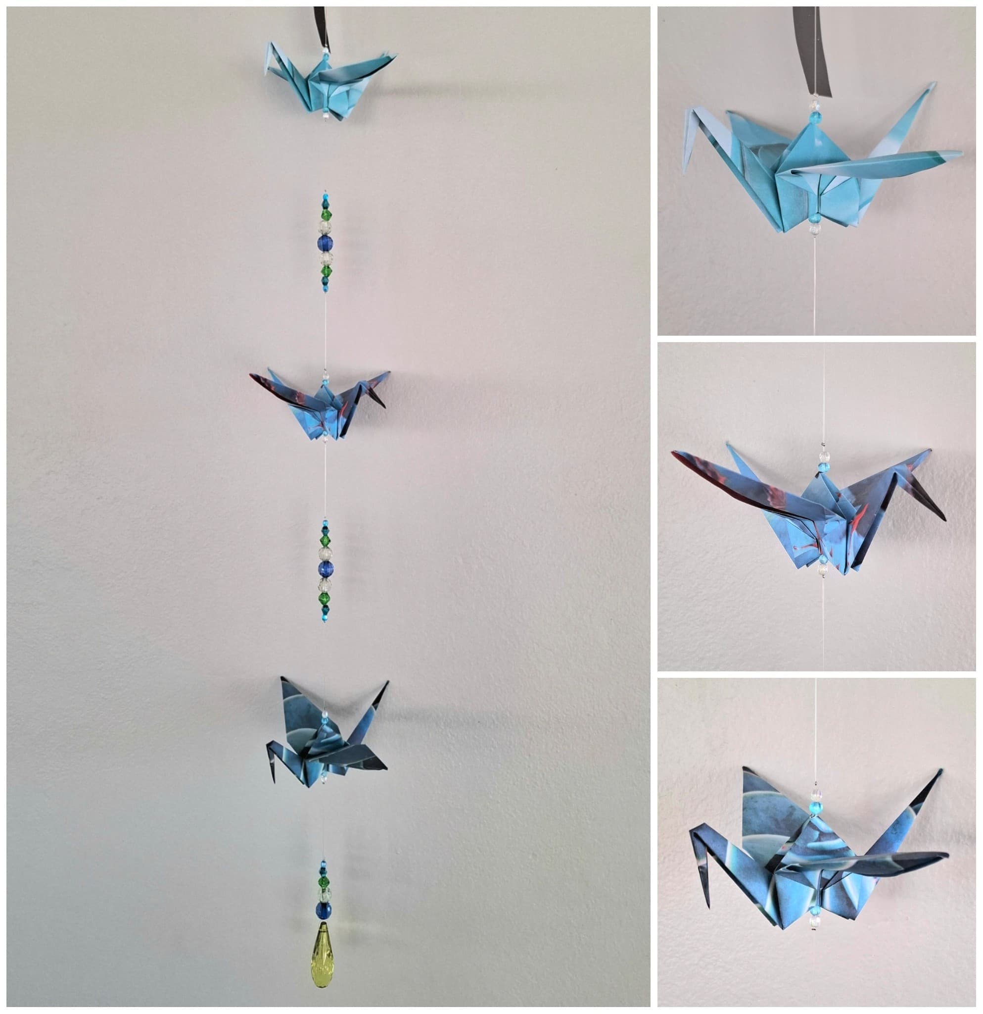 Origami Crane Mobile - Blue Nature - Moksi