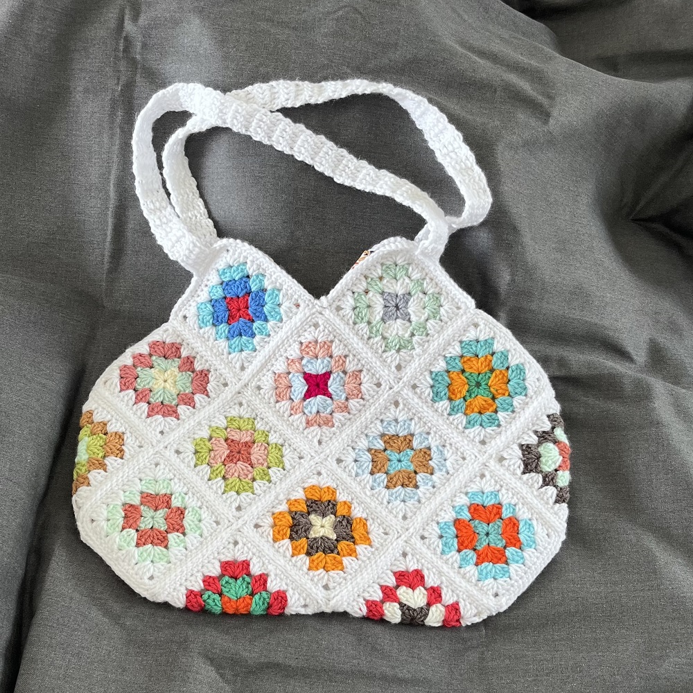 Big White Granny Square Handbag - Moksi
