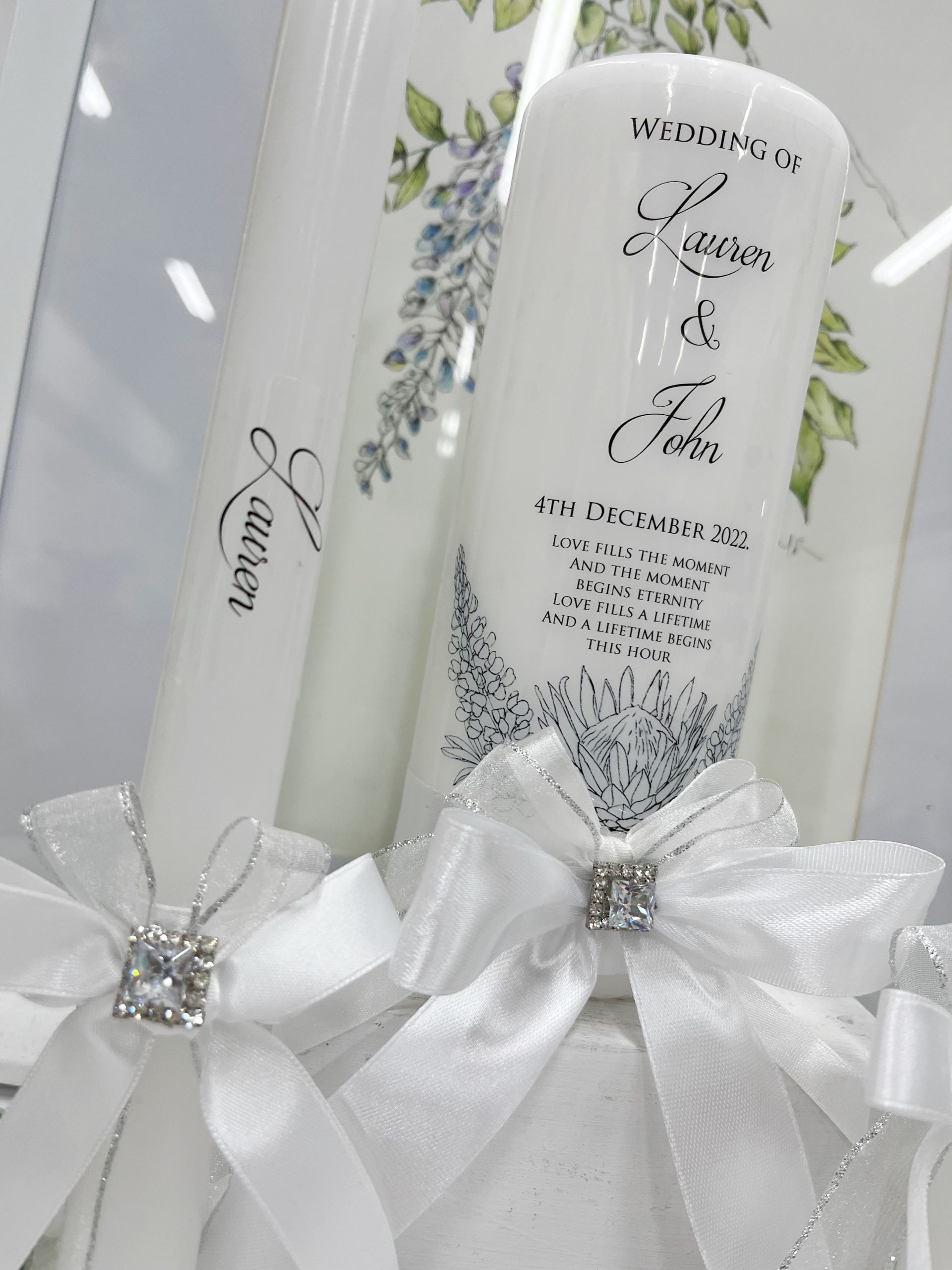 Wedding Candle Set - Black Protea Flower - Moksi