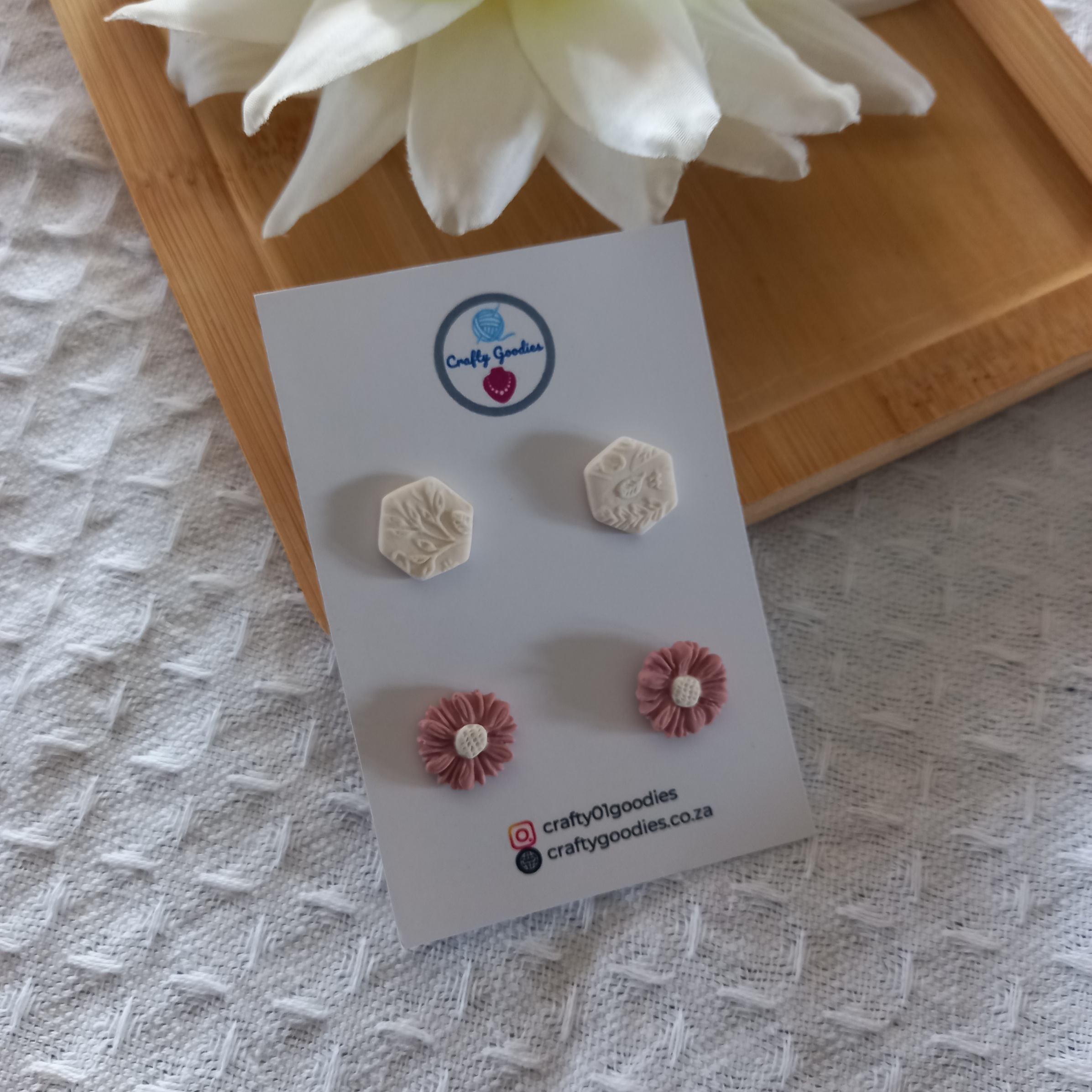 Polymer Clay Stud Earrings - Set of 2 - Moksi