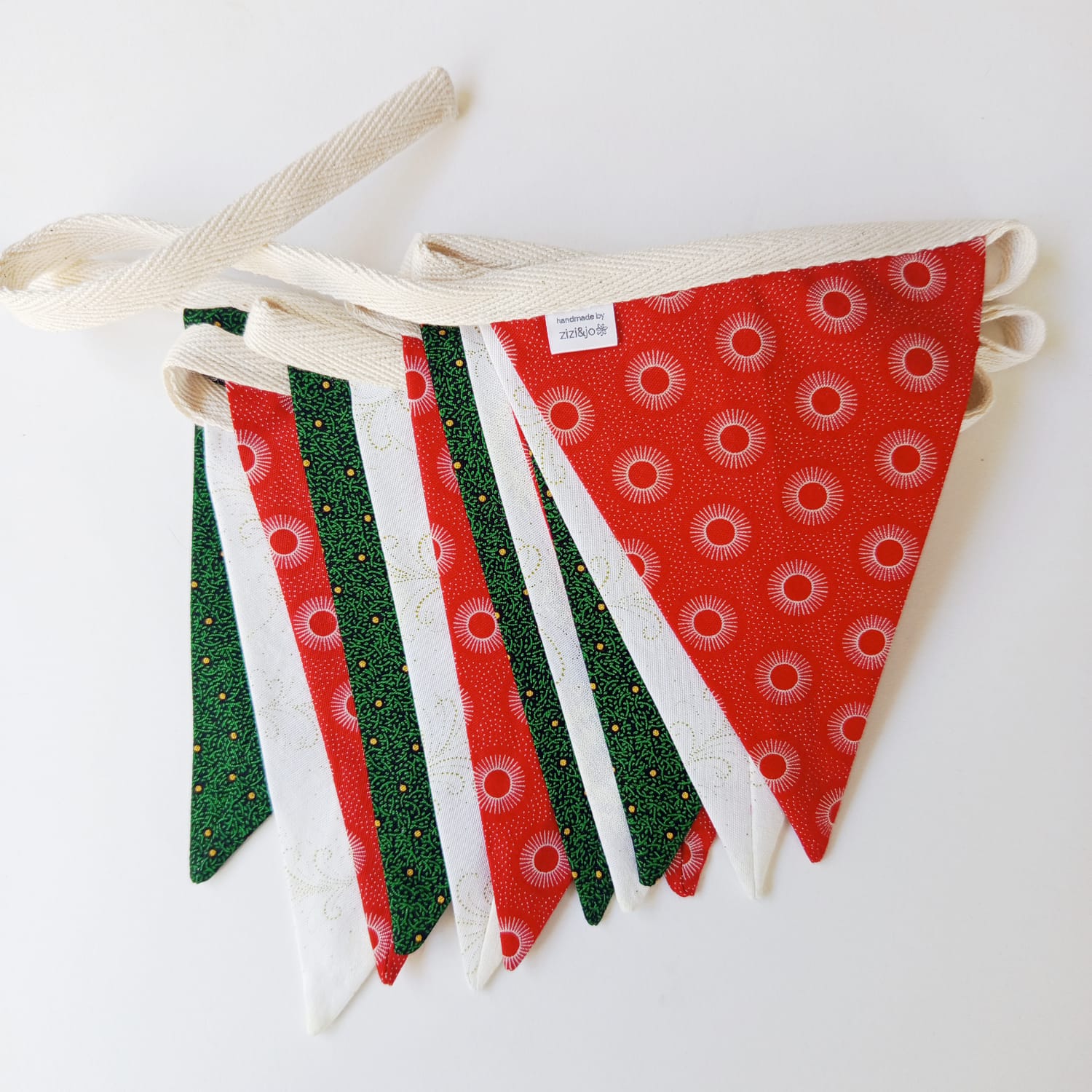 Christmas Shweshwe Bunting Flags - Medium - Moksi
