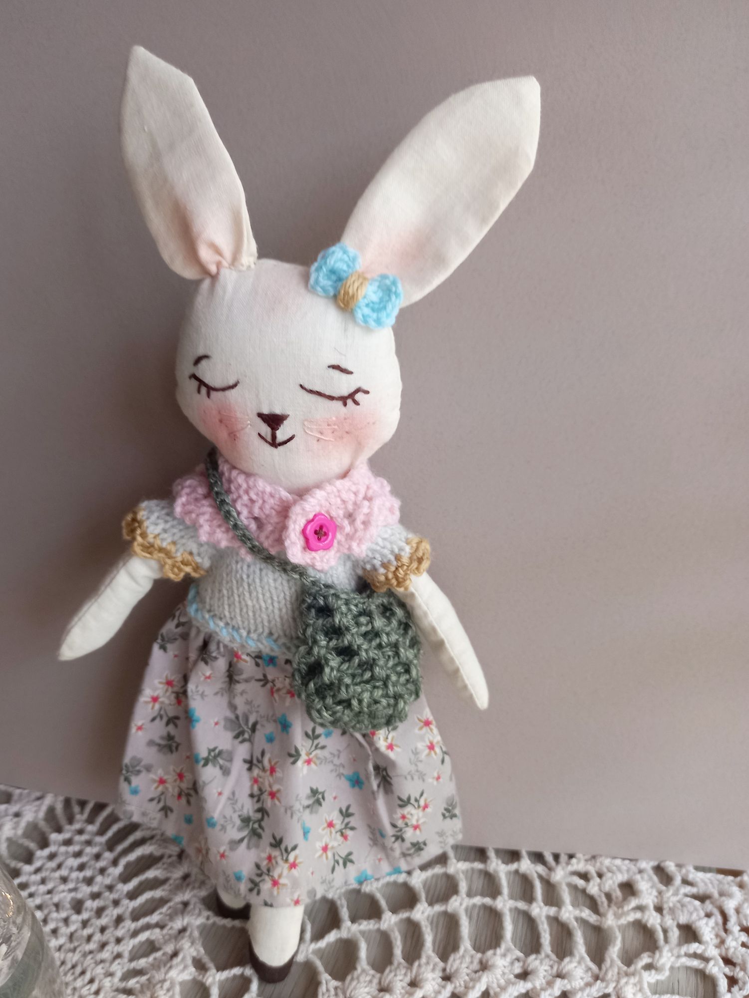 Handmade Bunny Heirloom Rag Doll - Moksi