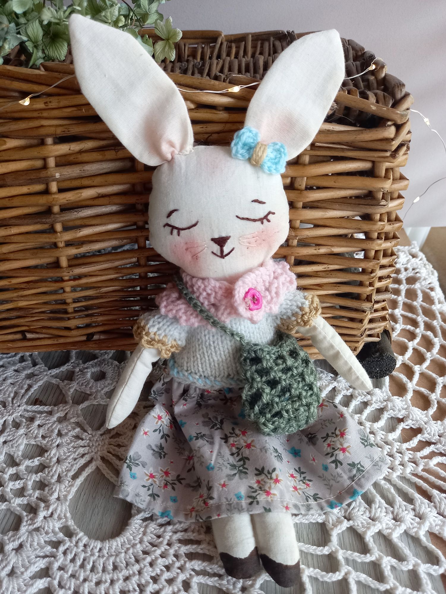 Handmade Bunny Heirloom Rag Doll - Moksi