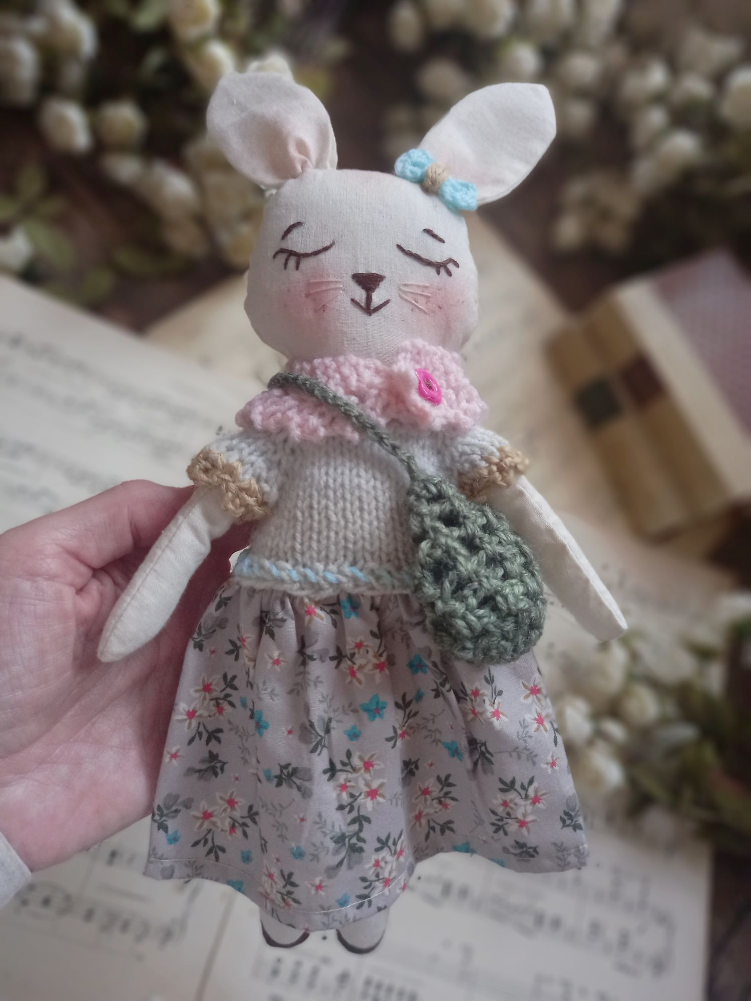 Handmade Bunny Heirloom Rag Doll - Moksi